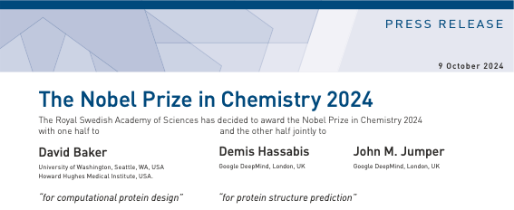 Chemistry Nobel Prizes 2024 - Přírodovědecká fakulta JU
